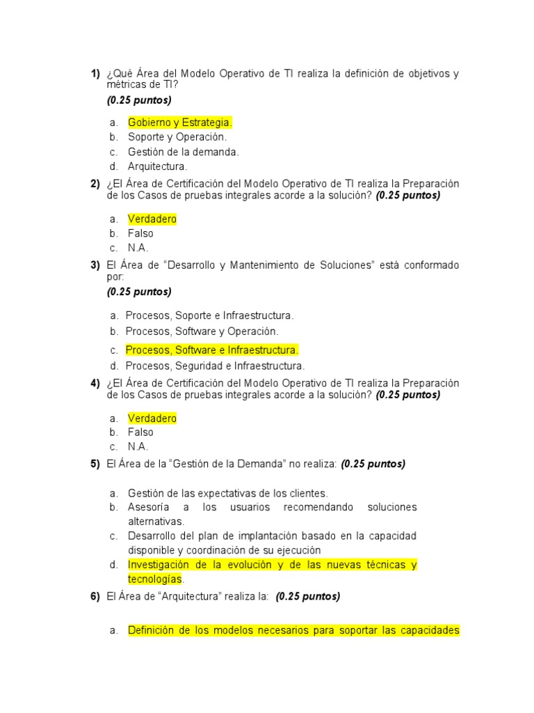 Qué Área Del Modelo Operativo de TI Realiza La Definición de Objetivos ...