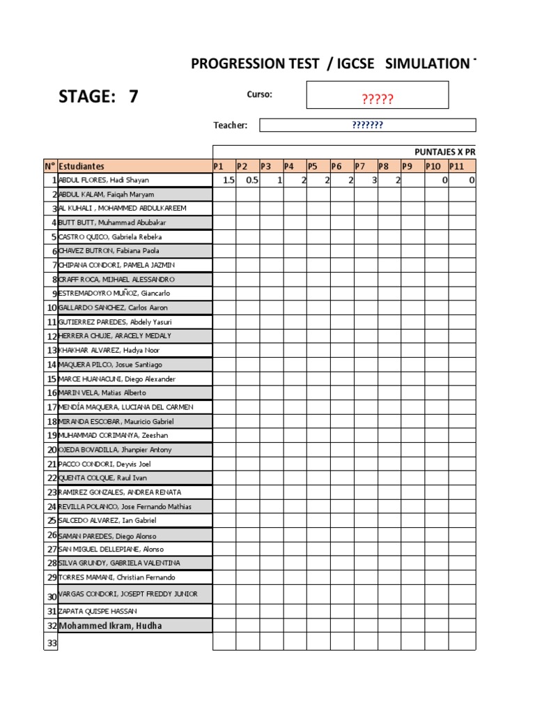 Plantilla Progression Test | PDF