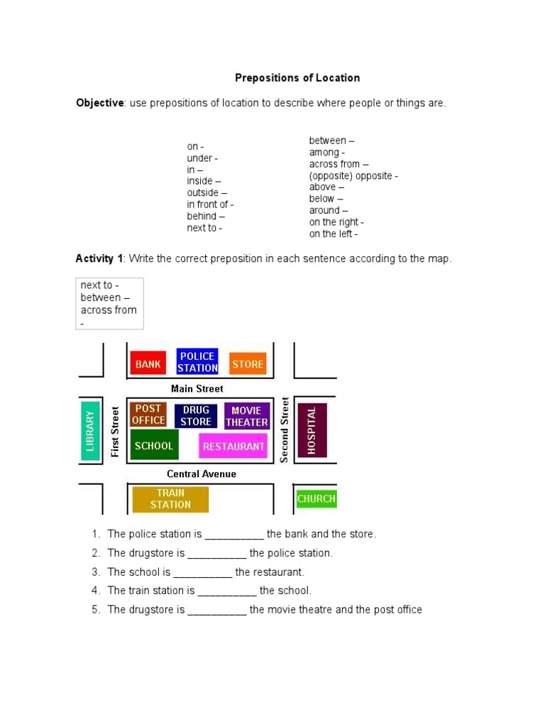 Prepositions of Location Worksheet | PDF | Semiotics | Linguistic ...