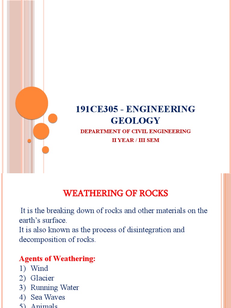 191ce305 - Engineering Geology: Department of Civil Engineering Ii Year ...