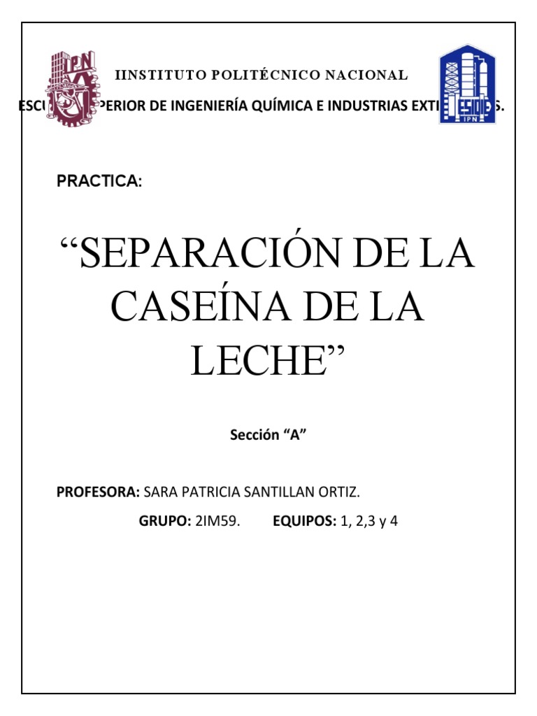 Análisis de la separación de la caseína de la leche a través de ...