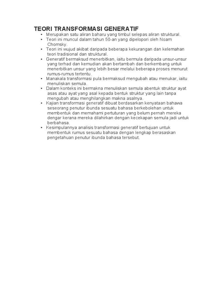 Teori Transformasi Generatif | PDF