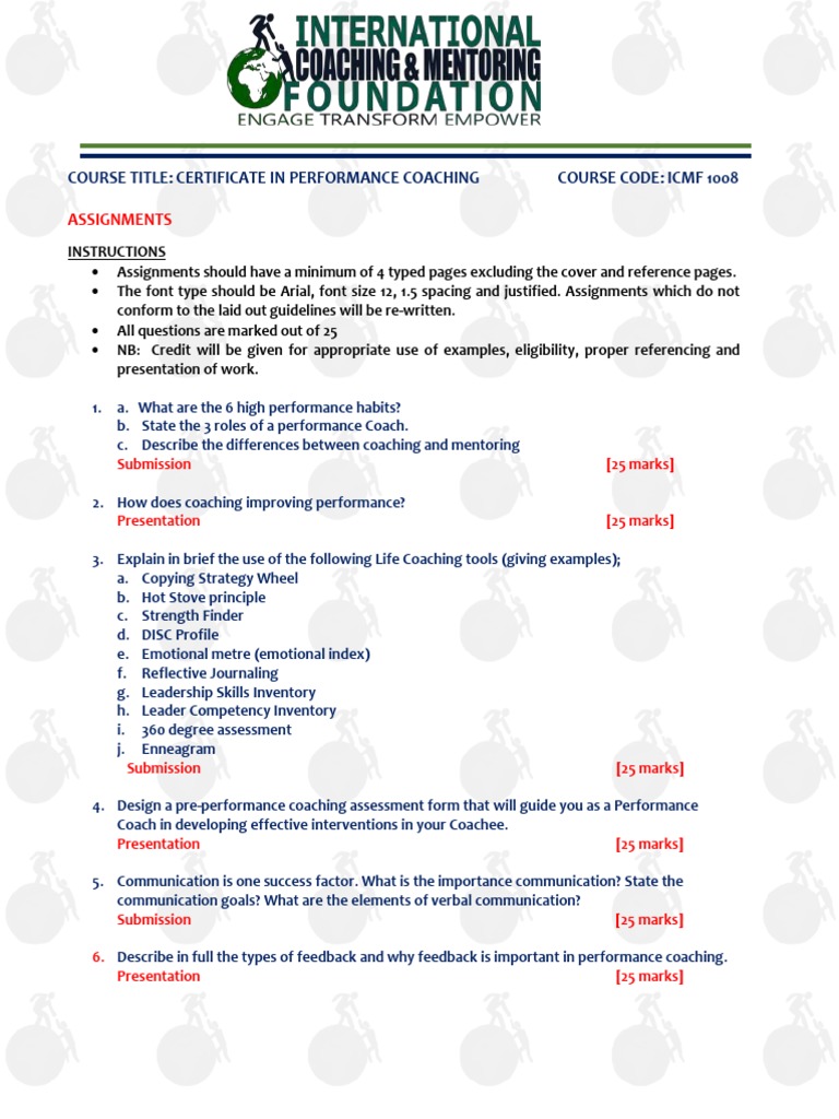 A Guide to Performance Coaching Assignments and Assessments | PDF ...