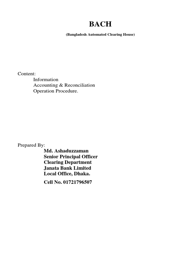 Janata Bank LTD Bach | PDF | Clearing (Finance) | Cheque