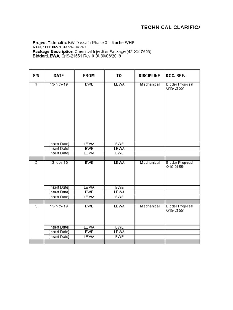 Technical Clarification Record (TCR) : S/N Date From TO Discipline Doc ...