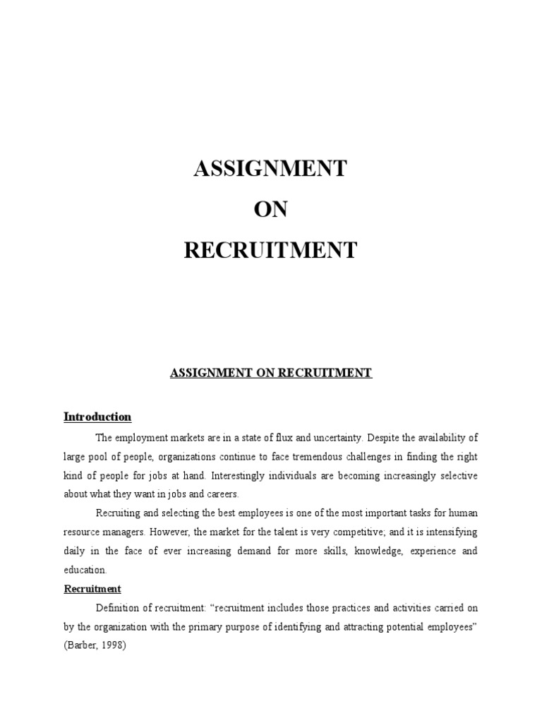 ASSIGNMENT On RECRUITMENT | PDF | Recruitment | Advertising