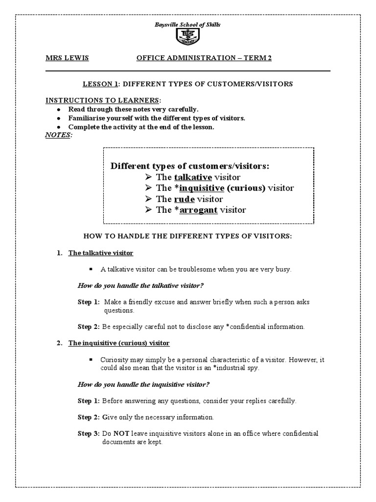 Different Types of Visitors | PDF