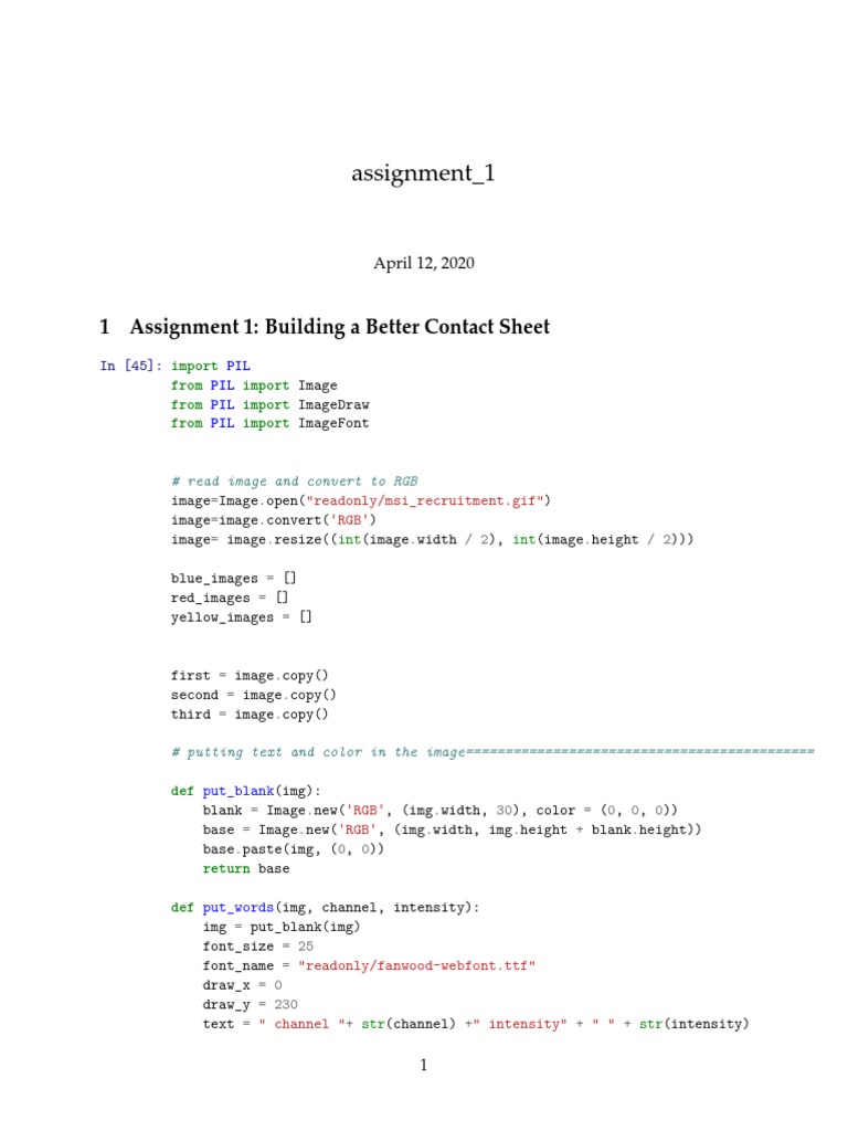 Assignment - 1: 1 Assignment 1: Building A Better Contact Sheet | PDF