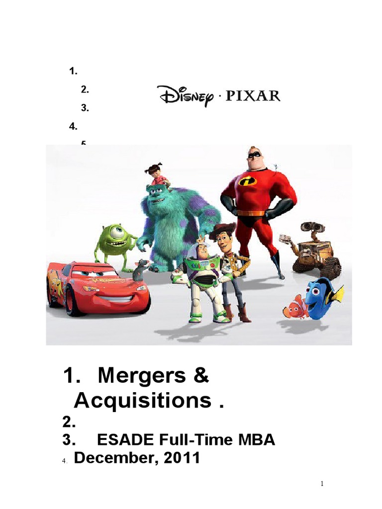 Disney Pixar Report M A | PDF | Pixar | The Walt Disney Company