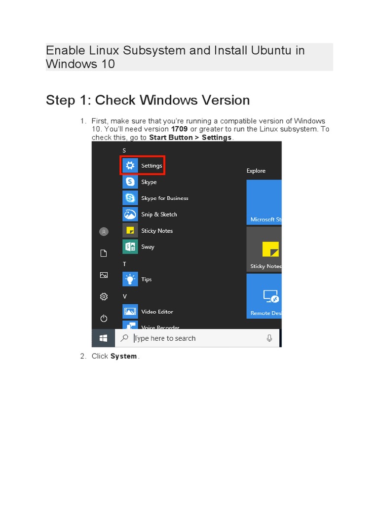 Step 1: Check Windows Version: Enable Linux Subsystem and Install ...