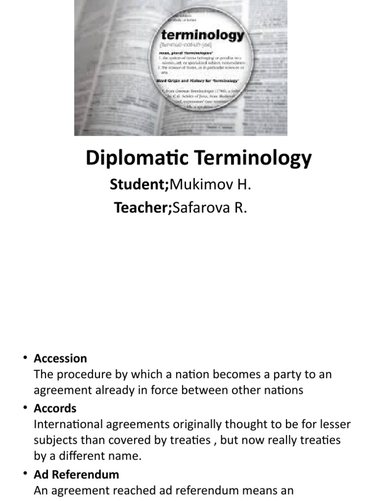 Key Diplomatic Terms Explained | PDF | Diplomatic Rank | Consul ...