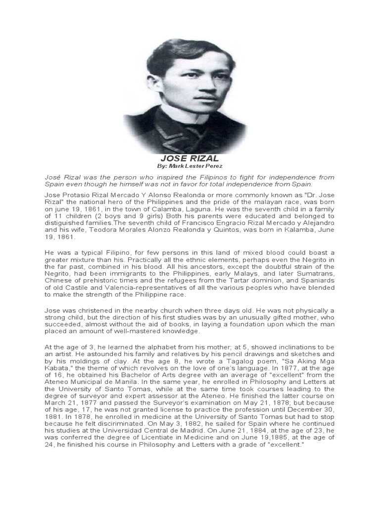 Rizal Position Paper - Mark Lester A. Perez | PDF | Philippines