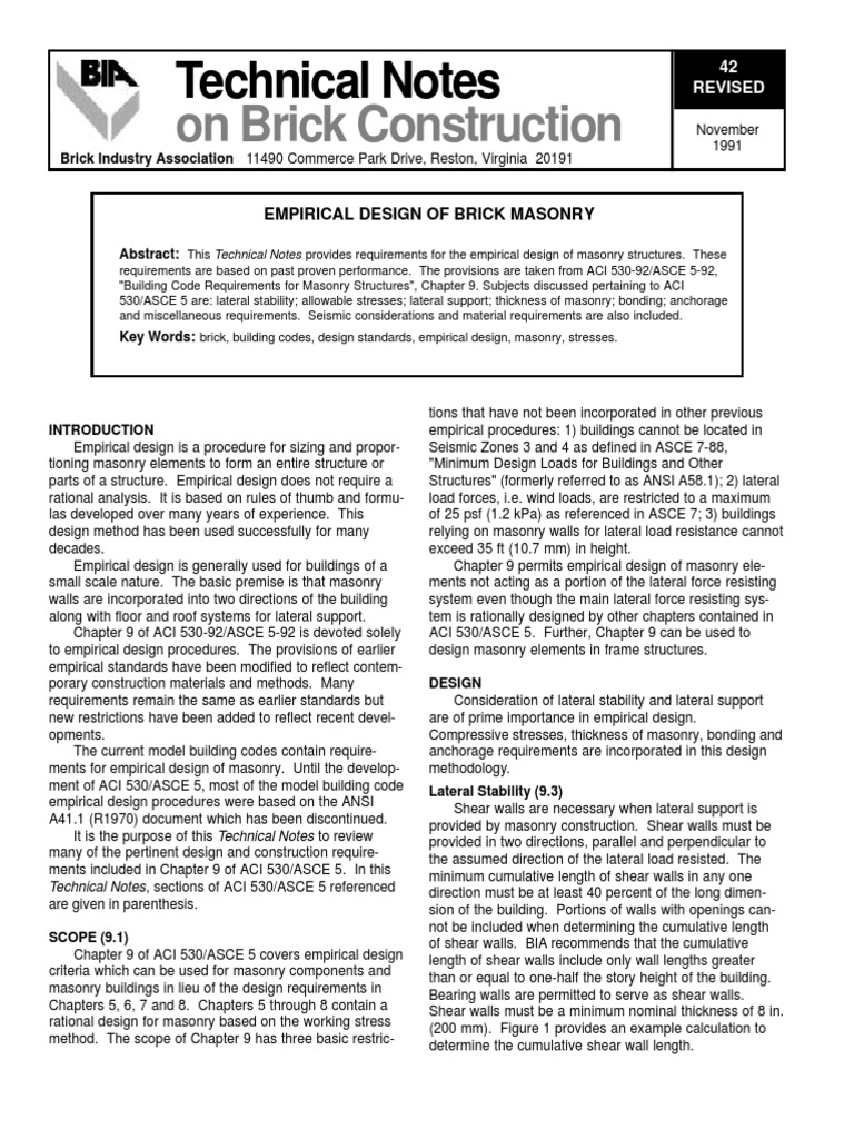 On Brick Construction: Technical Notes | PDF | Masonry | Wall