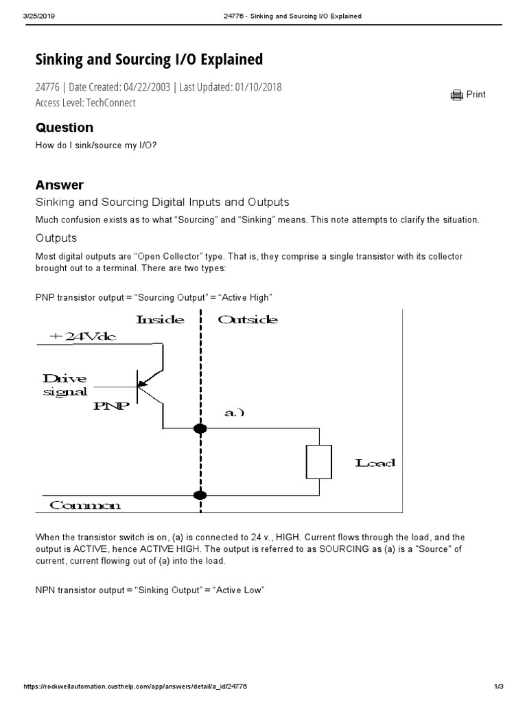 Sinking and Sourcing I - O Explained | PDF | Bipolar Junction ...