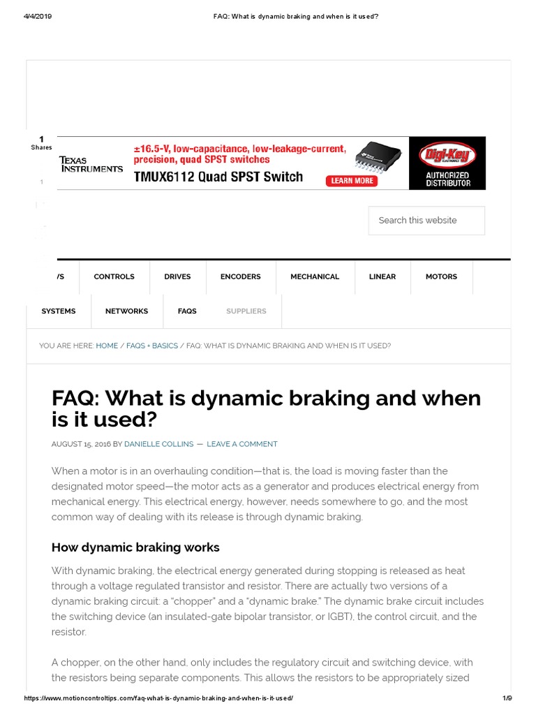 What Is Dynamic Braking and When Is It Used | PDF | Electrical Network ...