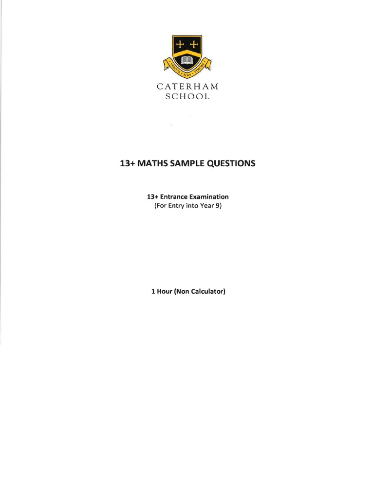 13 Maths Sample Questions | PDF