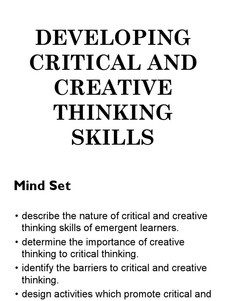 Developing Critical Thinking Skills PDF | PDF | Critical Thinking ...