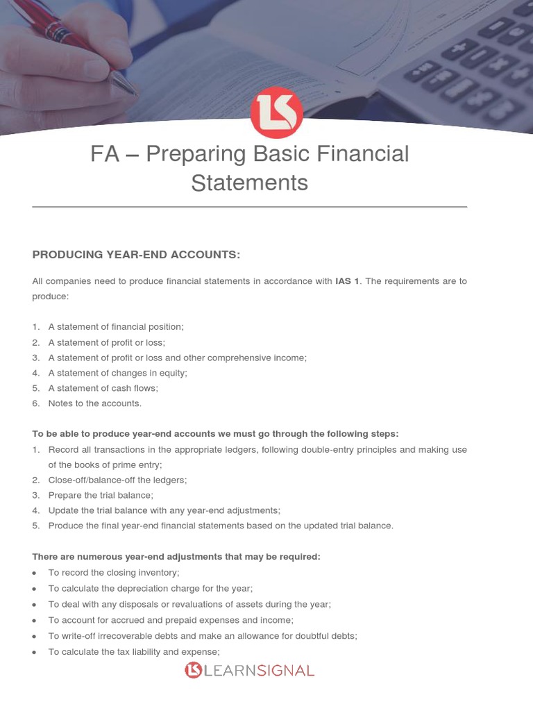 FA - Preparing Basic Financial Statements: Producing Year-End Accounts ...