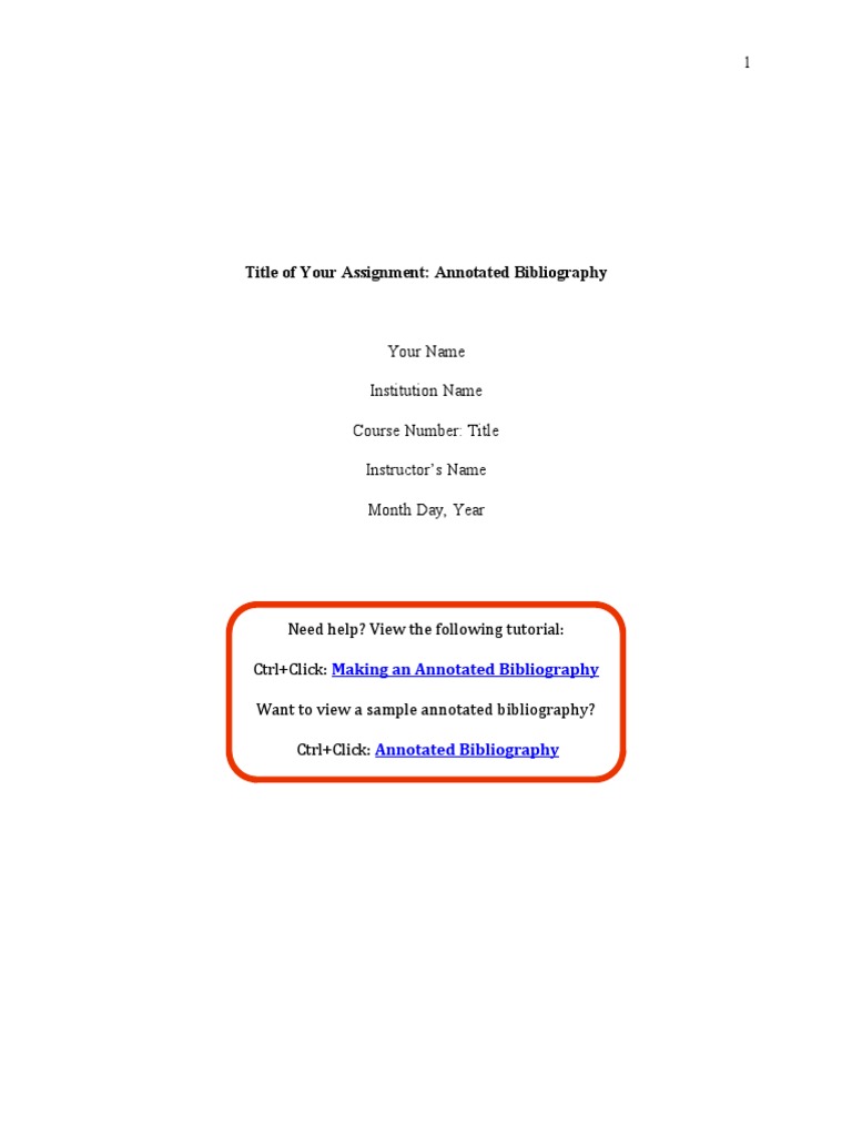 Annotated Bibliography Template Guide | PDF | Digital Object Identifier ...