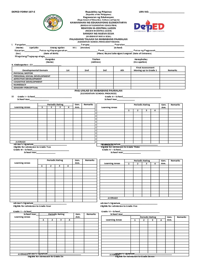 DECS FORM 137 2 K | PDF | Social Institutions | Social Science
