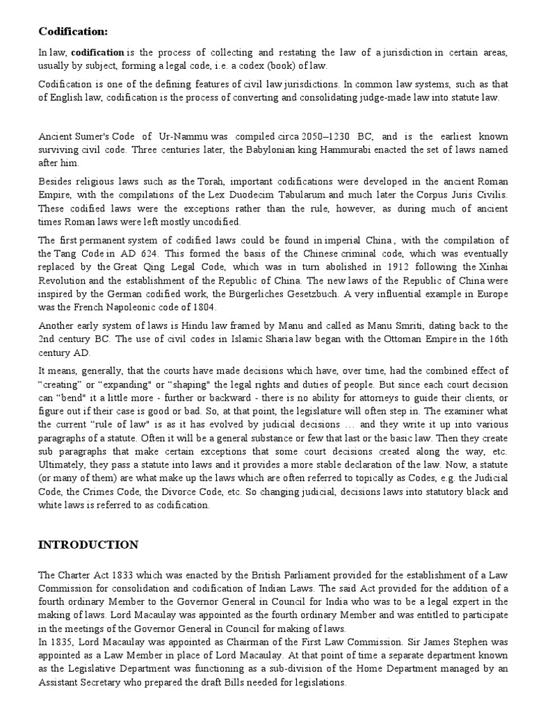 Codification | PDF | Codification (Law) | Jurisprudence