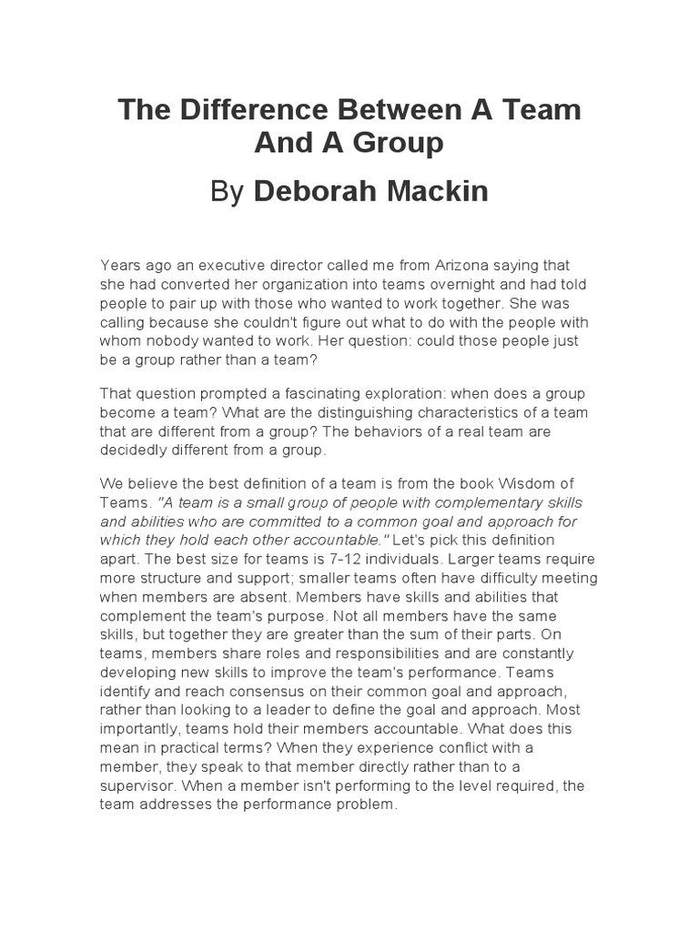 The Difference Between A Team and A Group | Download Free PDF ...