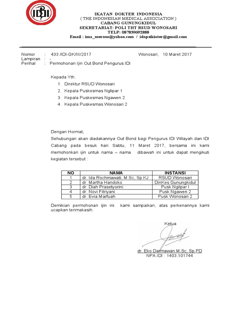 Surat Pemberitahuan Out Bond | PDF