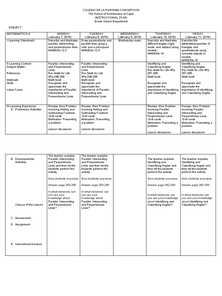 Lesson Plan 24 | PDF | Percentage | Perpendicular