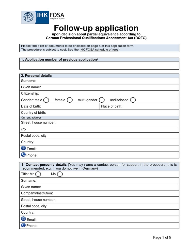 IHK FOSA Follow-Up Application S PDF | PDF | Identity Document ...