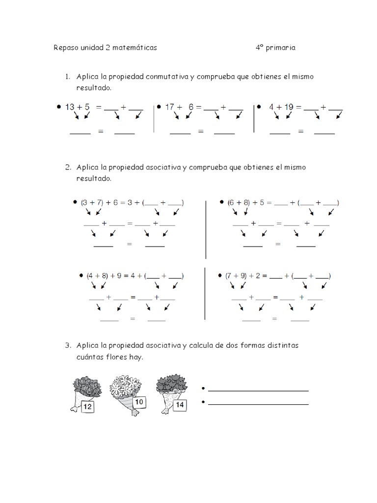 Repaso Unidad 2 Matemáticas 4º Primaria | PDF | Artes del Lenguaje y ...