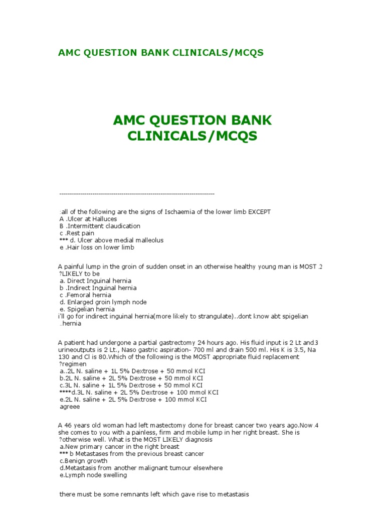 AMC Part 1 MCQ Question Bank | PDF