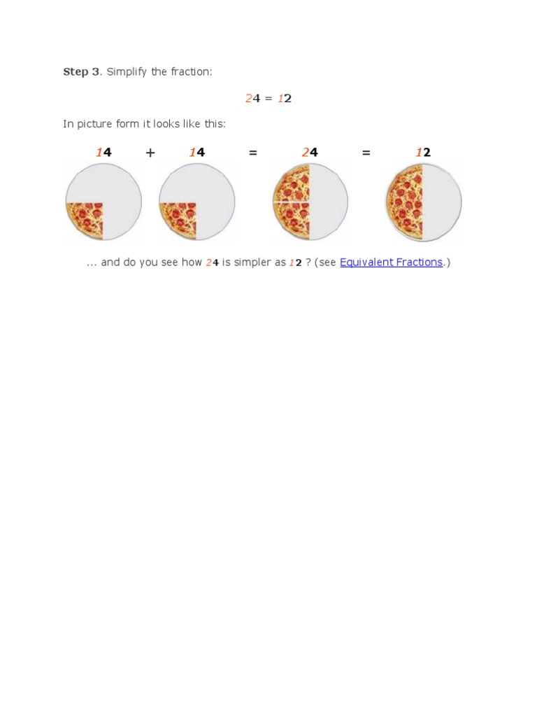 In Picture Form It Looks Like This:: Step 3. Simplify The Fraction | PDF