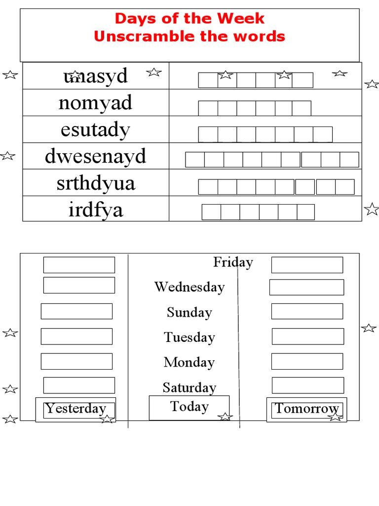 Unscramble Days of the Week | PDF