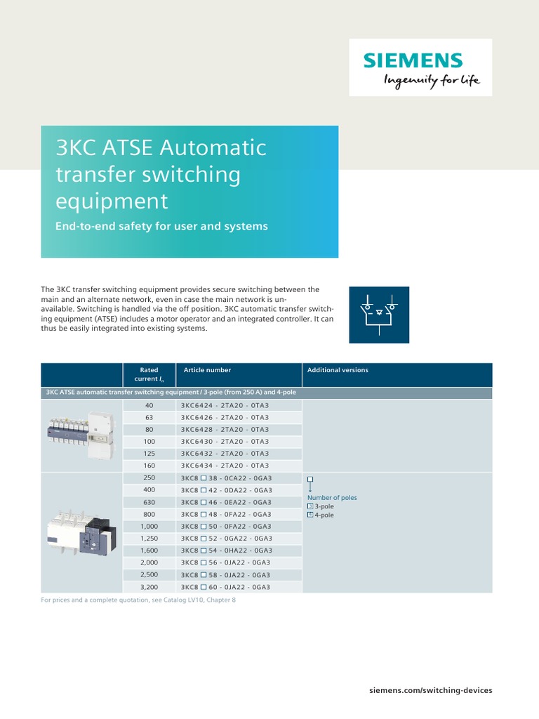 3KC ATSE Automatic Transfer Switching Equipment: End-To-End Safety For ...