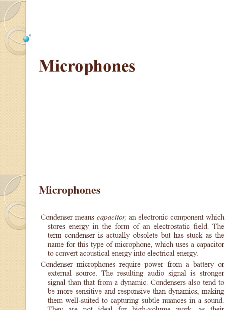 Types and Functions of Microphones | PDF | Microphone | Capacitor