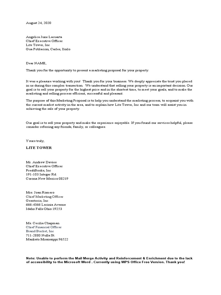 Business Thank You Letter Template | PDF