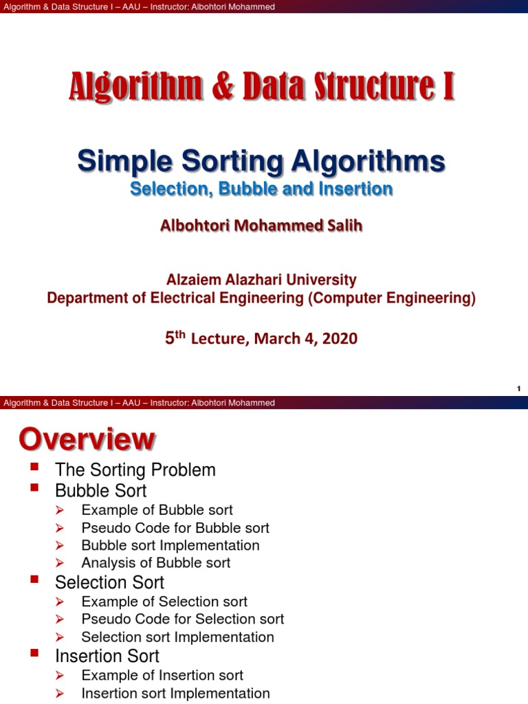 Algorithms & Data Structure I - Lecture 5 | PDF | Algorithms ...
