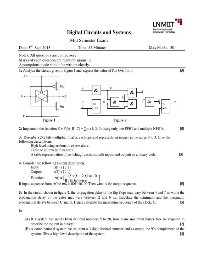 DIGITAL CIRCUIT AND SYSTEM 1st Term | PDF