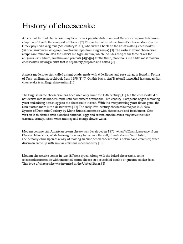 History of Cheesecake | PDF