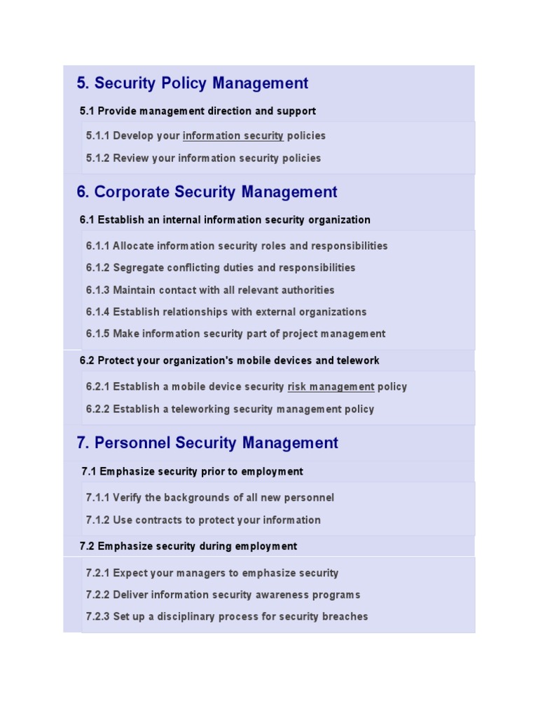 Security Policy Management: 5.1 Provide Management Direction and ...