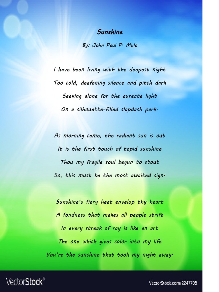 Sunshine: By: John Paul P. Mula | PDF | Poetry