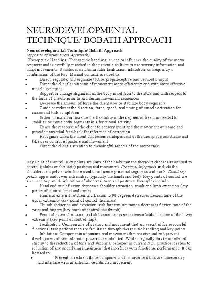 Neurodevelopmental Technique | PDF | Anatomical Terms Of Motion ...