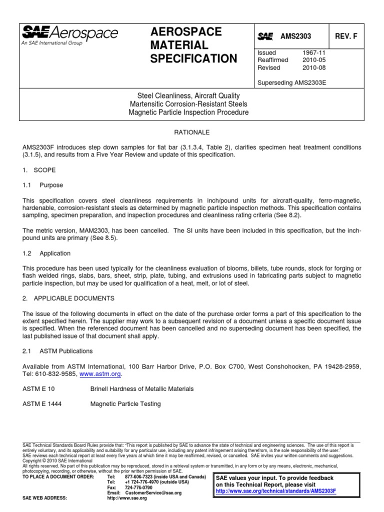 AMS2303 - Steel Cleanliness, Aircraft Quality PDF | PDF | Ingot ...
