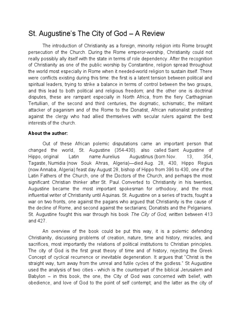 St. Augustine City of God A Review | PDF | Augustine Of Hippo | Glory ...