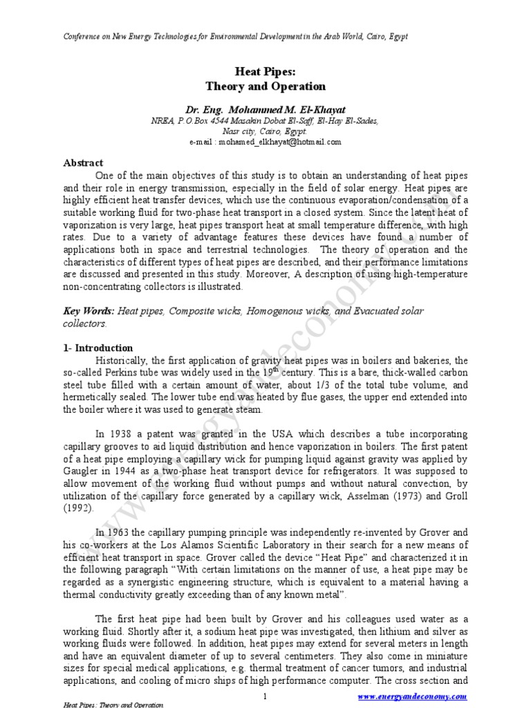 Heat Pipes: Theory & Applications in Energy | PDF | Heat Transfer ...