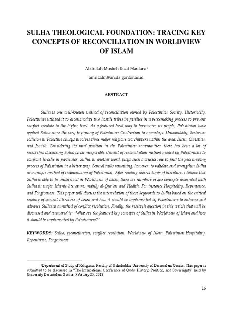 Key Concepts of Sulha in Islamic Reconciliation | PDF | Quran | Islam