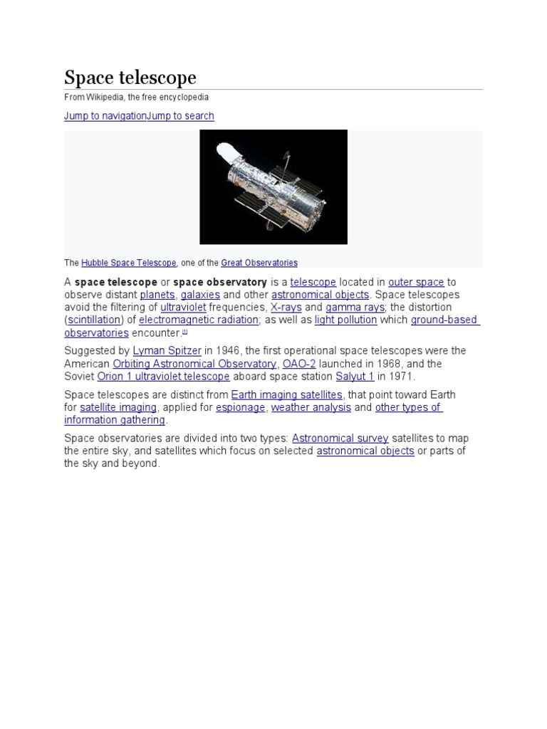 Overview of Space Telescopes | PDF | Social Science