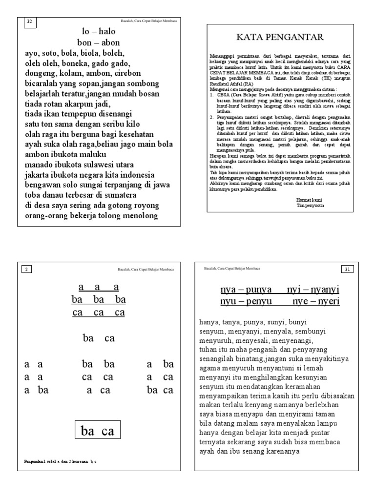 Buku Cepat Belajar Membaca | PDF