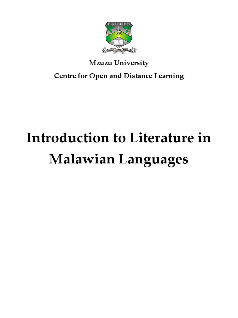 Introduction To Literature in Malawian Languages: Mzuzu University ...