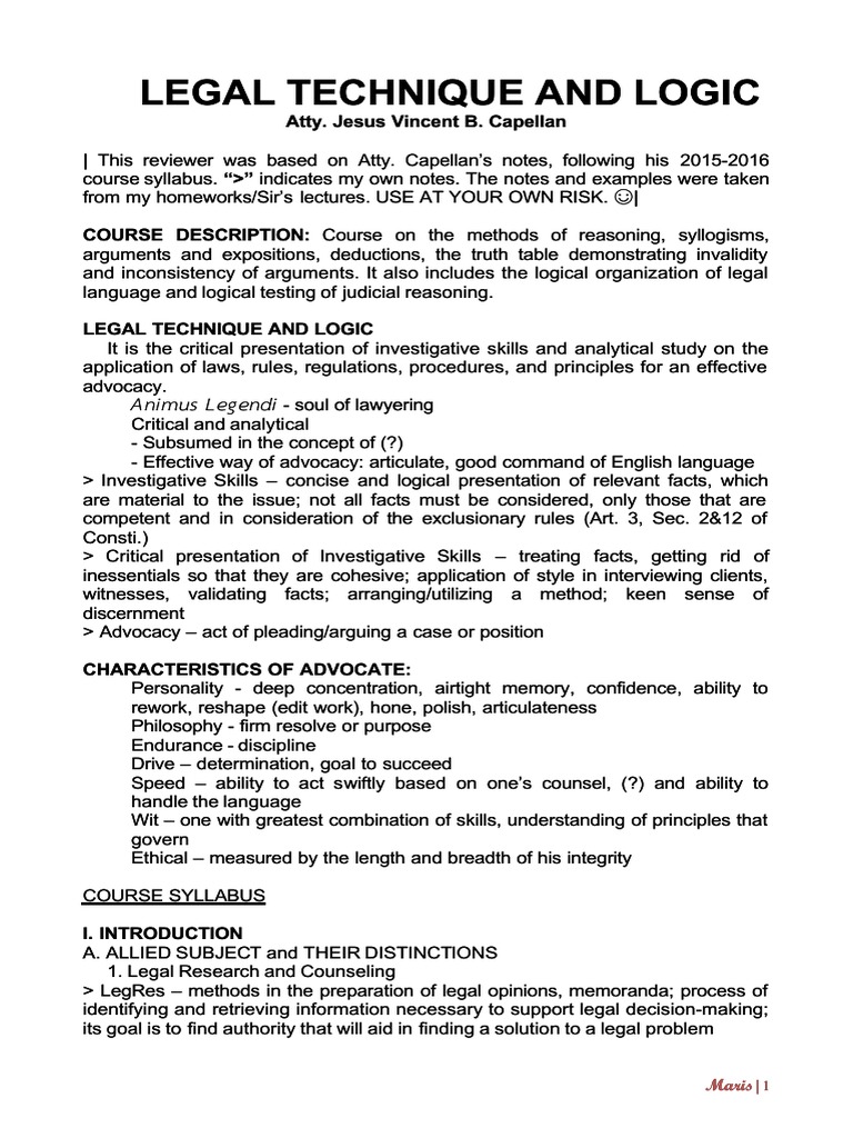 Legal Technique & Logic Guide | PDF | Definition | Argument